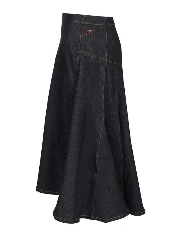 Jacquemus Mid-rise Godet Denim Skirt - Blue