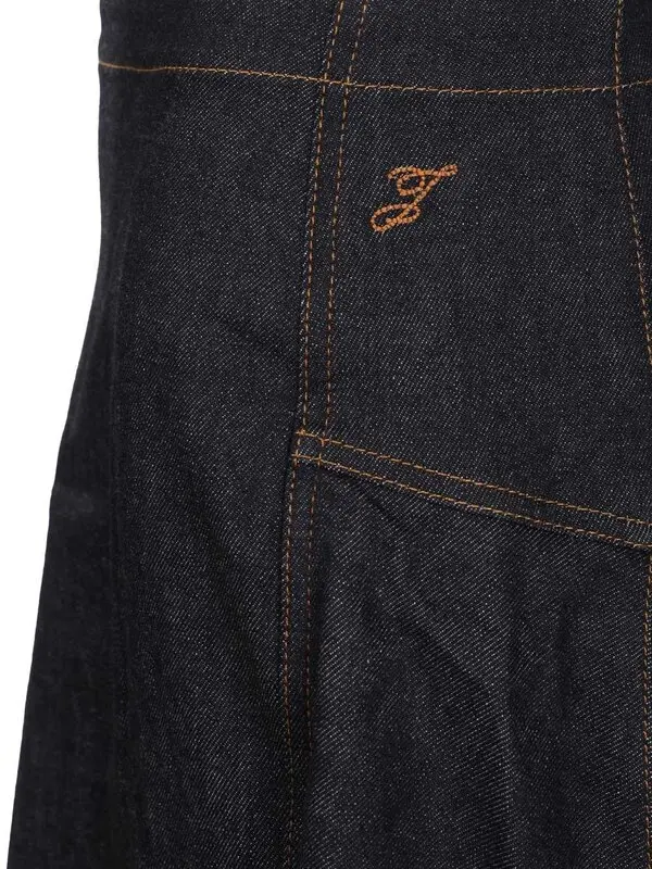 Jacquemus Mid-rise Godet Denim Skirt - Blue