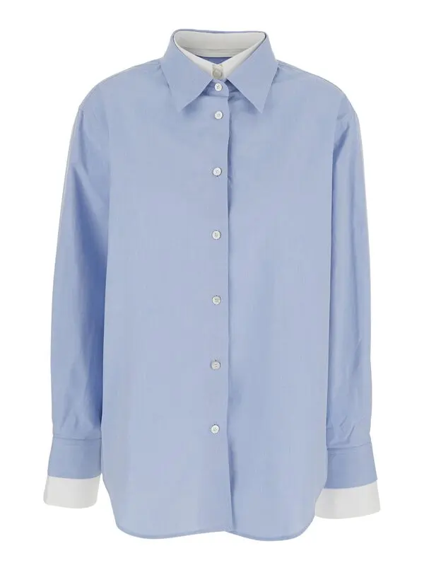 Acne Studios Sitara Melange Cotton Shirting" Classic Collar Shirt - Multicolor