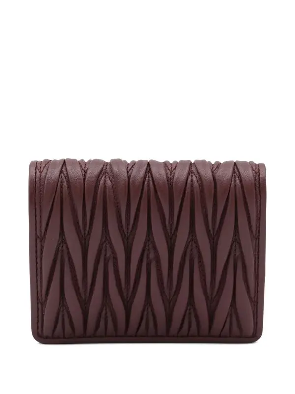 Miu Miu Small Matelassé Nappa Leather Wallet With Snap Closure - Red