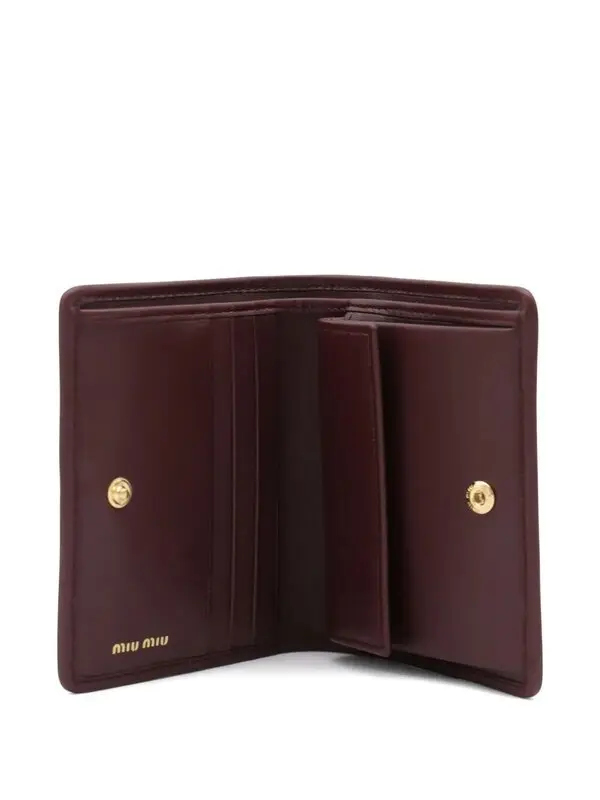 Miu Miu Small Matelassé Nappa Leather Wallet With Snap Closure - Red