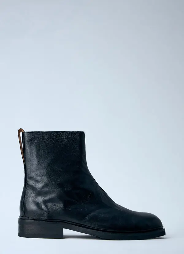 Our Legacy Daimono Zip Leather Ankle Boots - Black