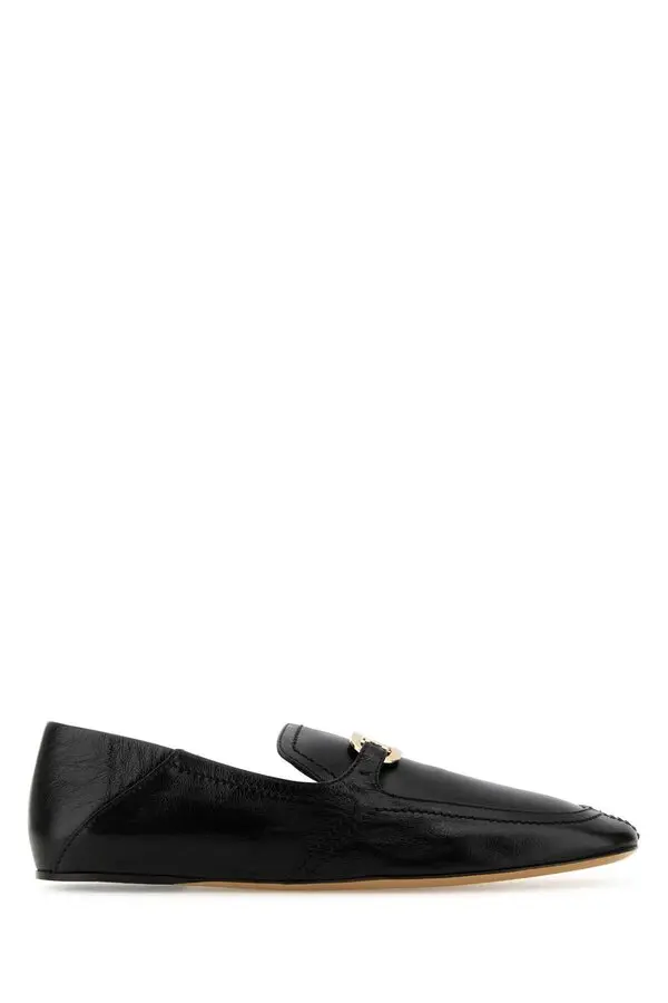 FERRAGAMO Leather Elaine Loafers - Black