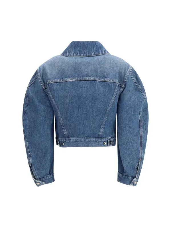 Givenchy Denim Cropped Jacket With Logo Embroidery - Blue