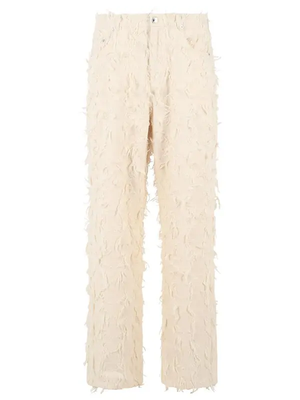 Séfr Nikos Cotton Jeans With Decorative Fringes - White