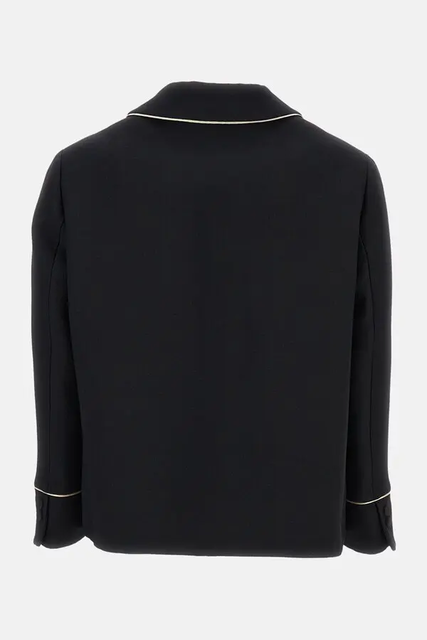 Fendi Blouson Wool Silk Jacket With Pajama Collar And Piping