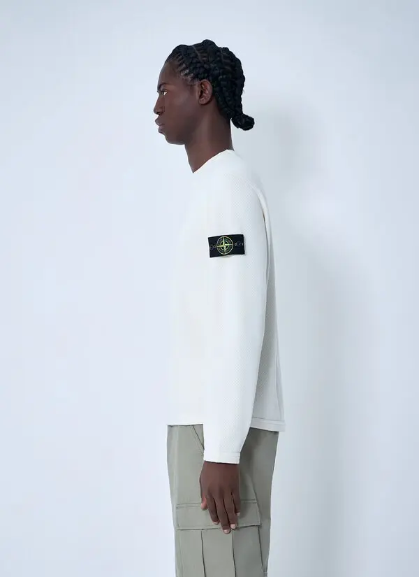 Stone Island Textured Knit Crewneck Sweatshirt With Logo Patch - Multicolor