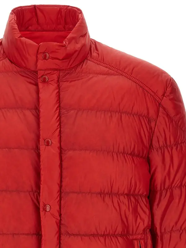 Moncler Selves Down Jacket With High Neck And Quilted Boudin Detailing - Red