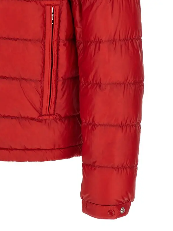 Moncler Selves Down Jacket With High Neck And Quilted Boudin Detailing - Red