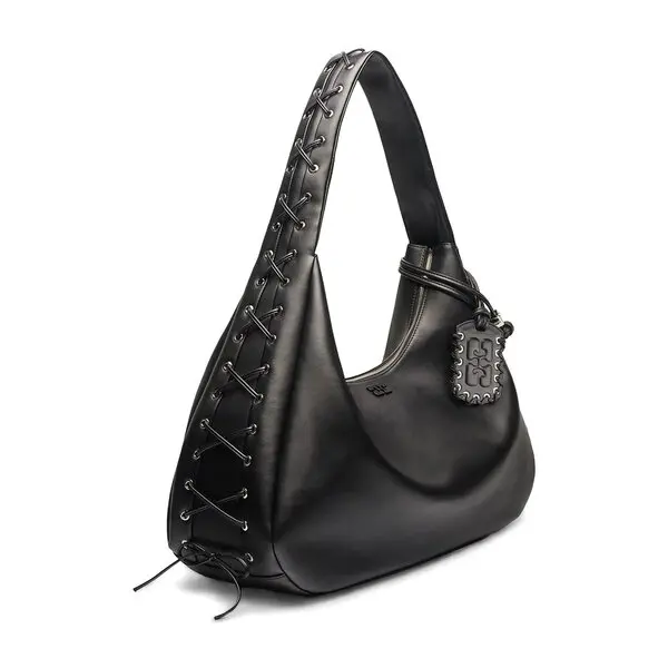 GANNI Shoulder Bag With Lace-up Detailing