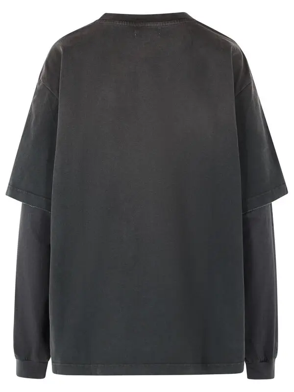 GANNI Long Sleeve Cotton T-shirt - Gray