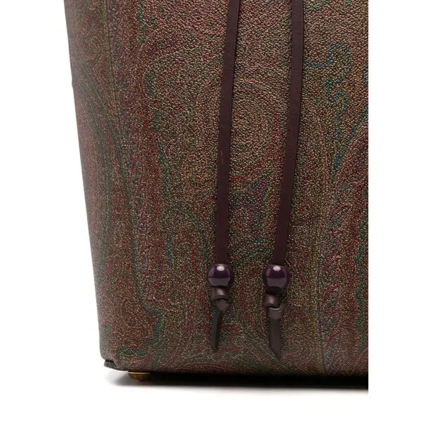 Etro Paisley Print Leather And Cotton Tote Bag With Removable Pouch