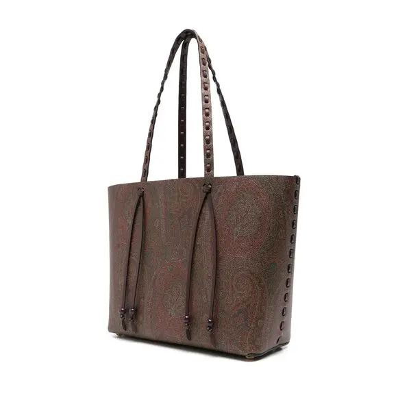 Etro Paisley Print Leather And Cotton Tote Bag With Removable Pouch
