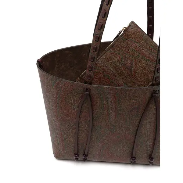 Etro Paisley Print Leather And Cotton Tote Bag With Removable Pouch