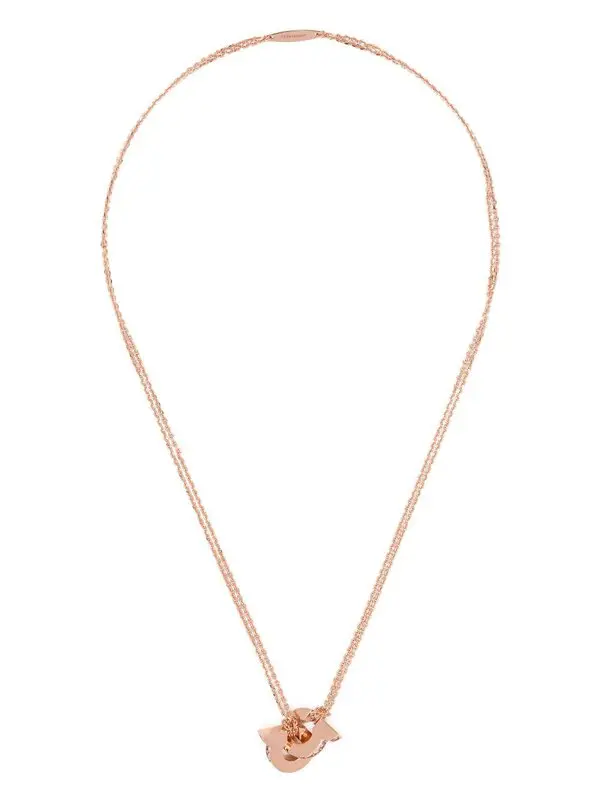 FERRAGAMO Double Gancini Pendant Necklace - Silver
