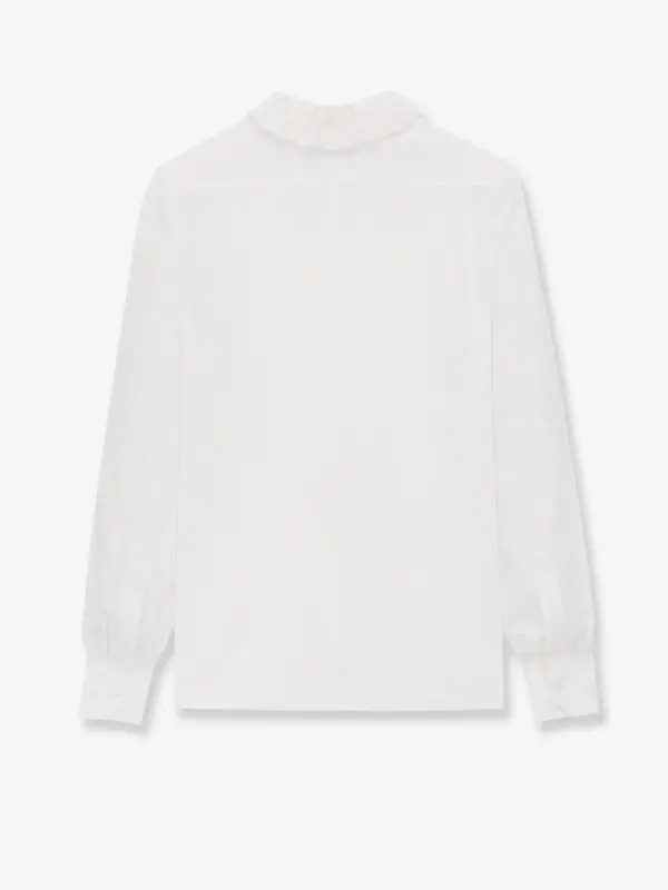 Saint Laurent Certified Cotton Shirt With Lace Pierrot Collar