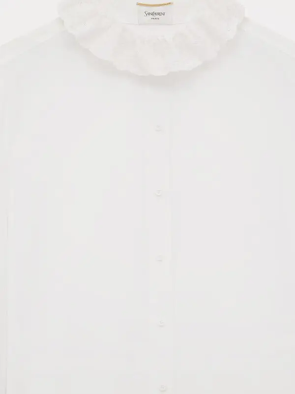 Saint Laurent Certified Cotton Shirt With Lace Pierrot Collar