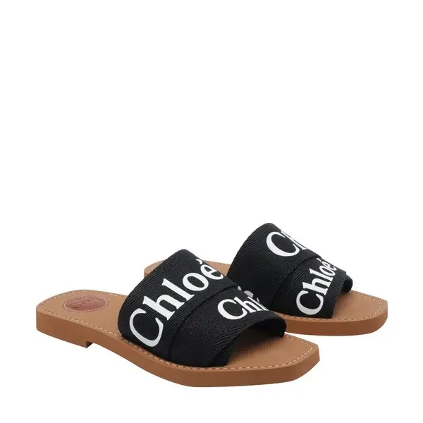 Chloé Woody Logo Slides - Black