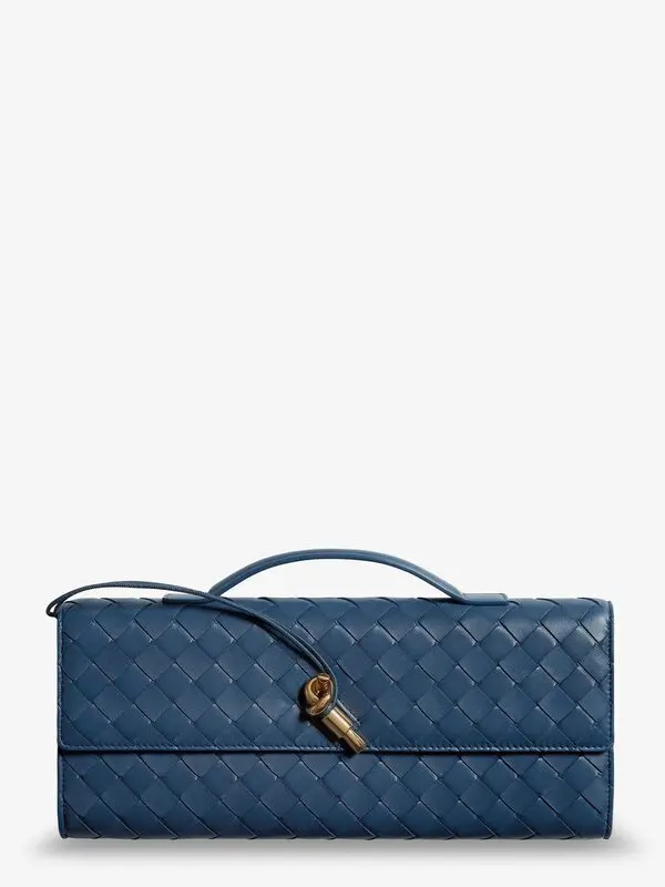 Bottega Veneta Andiamo Leather Clutch With Intrecciato Pattern - Multicolor