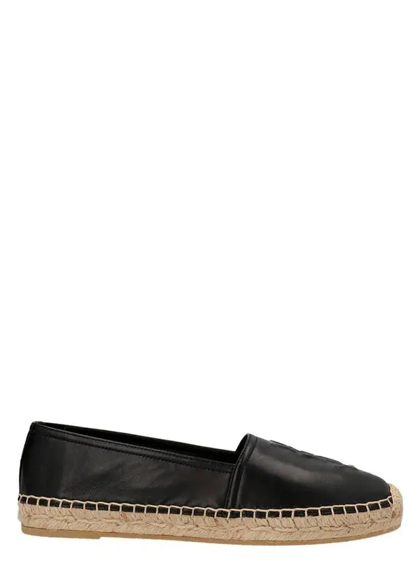 Saint Laurent Logo Leather Espadrilles - Black