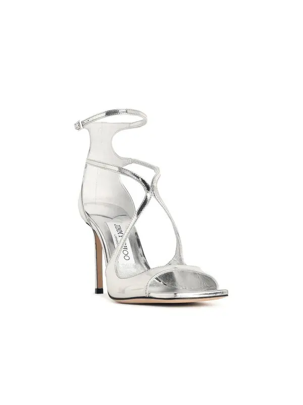 JIMMY CHOO Metallic Leather Sandals With Buckle Detail - Silver