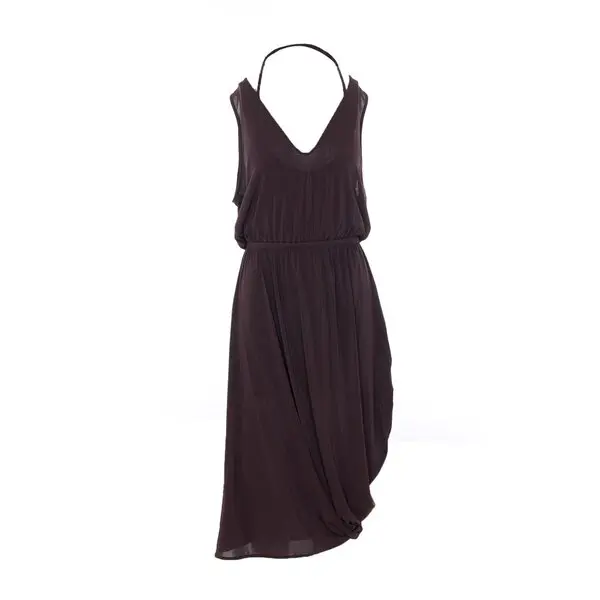 LEMAIRE Sleeveless Gathered Halter Neck Dress - Brown