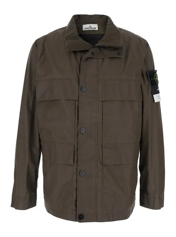 Stone Island Logo Patch Cotton Blend Jacket - Multicolor
