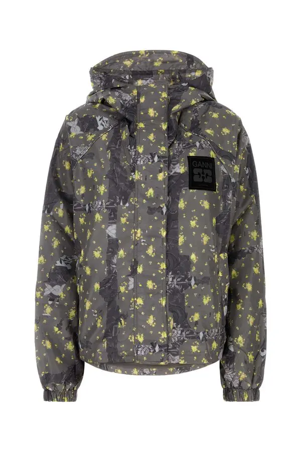 GANNI Printed Nylon Hooded Jacket