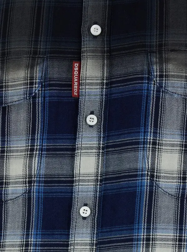 Dsquared2 Shirt With Faded Effect And All-over Check Motif In Cotton For - Multicolor
