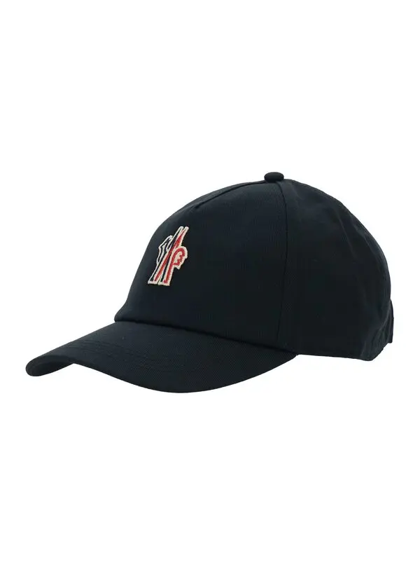 Moncler Cotton Baseball Cap With Logo Embroidery - Black