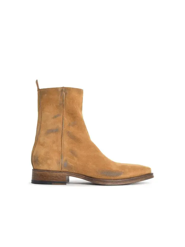 Acne Studios Beige Suede Ankle Boots - Cream