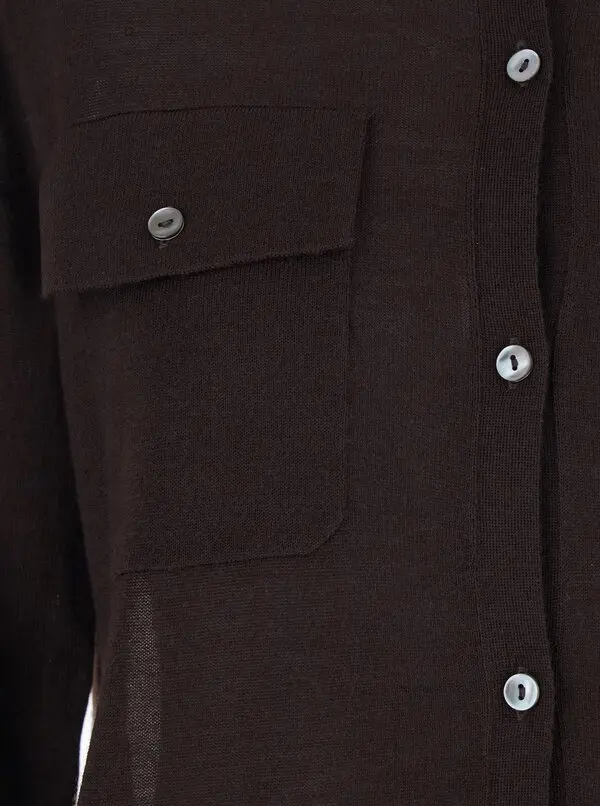 P.a.r.o.s.h Long Sleeve Wool Blend Polo Collar Sweater With Front Button Closure