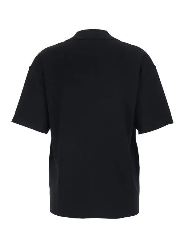 P.a.r.o.s.h Black Viscose Blend Polo With Dropped Shoulders - Multicolor