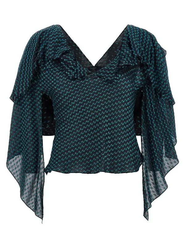 KIKO KOSTADINOV Plexus Jacquard Embroidered Silk Blend Blouse - Blue