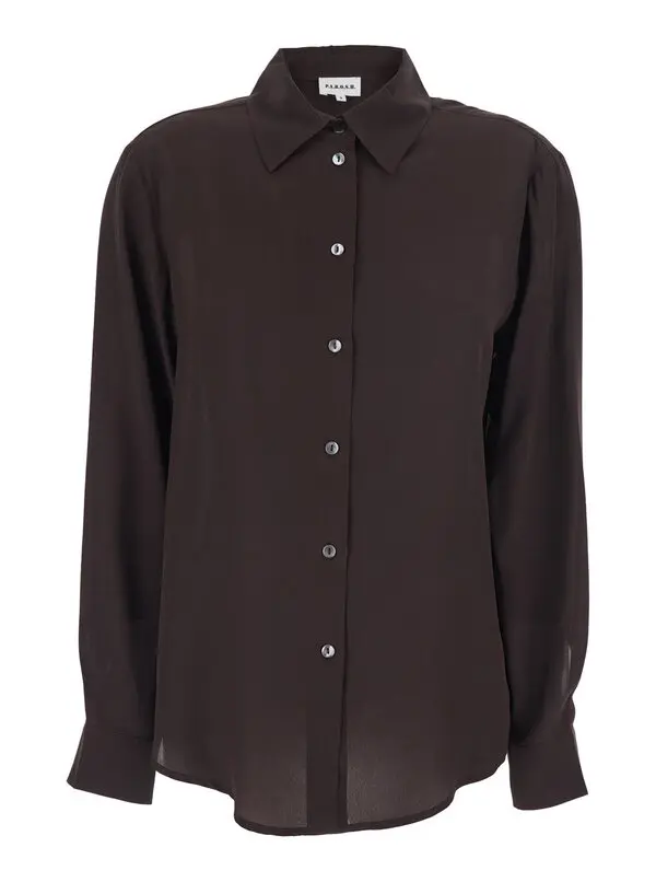 P.a.r.o.s.h Pointed Collar Long Sleeve Silk Shirt