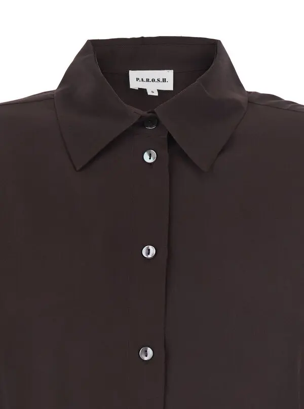 P.a.r.o.s.h Pointed Collar Long Sleeve Silk Shirt