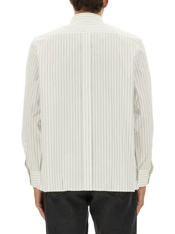 Saint Laurent Cassandre Striped Shirt - White