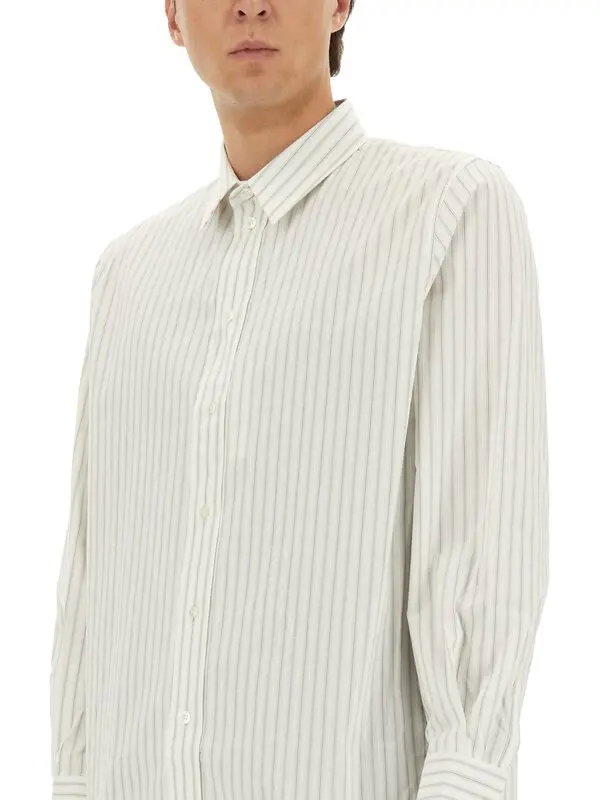 Saint Laurent Cassandre Striped Shirt - White