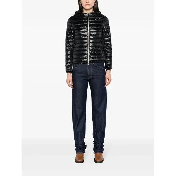 Herno Feather Down Padded Quilted Jacket With Gold-tone Logo - Black
