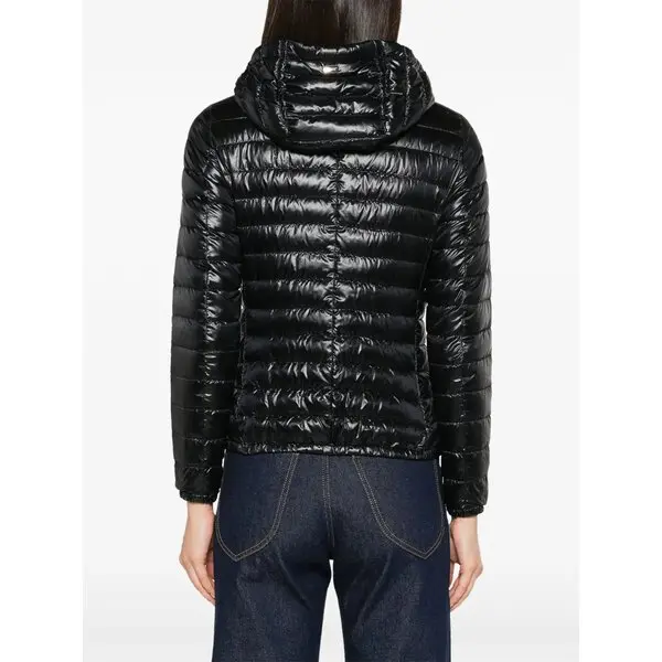 Herno Feather Down Padded Quilted Jacket With Gold-tone Logo - Black
