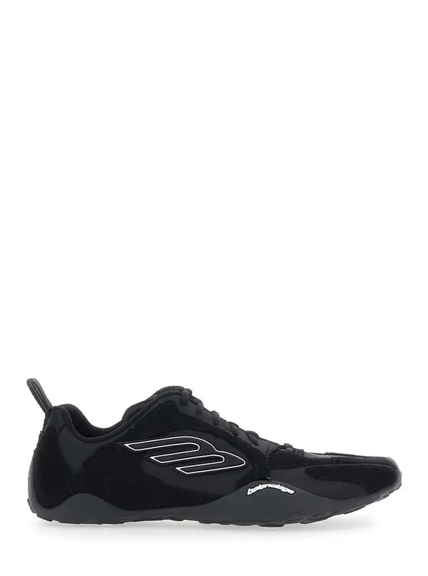 Balenciaga Monday Ultra Low Top Sneakers With Logo Detail And Corduroy Panels - Black