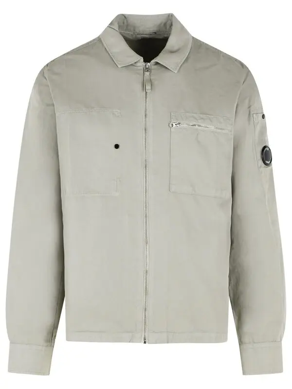 C.P. COMPANY Zip Up Linen Blend Jacket - Cream
