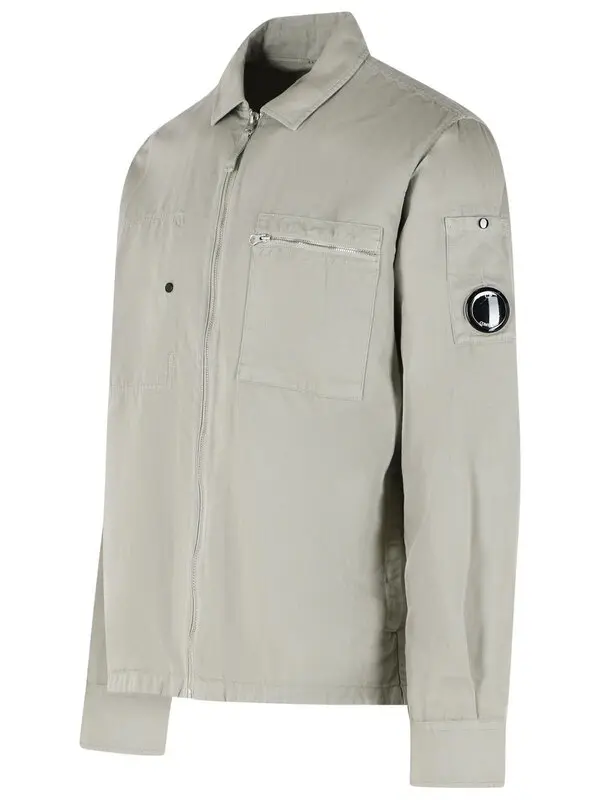 C.P. COMPANY Zip Up Linen Blend Jacket - Cream