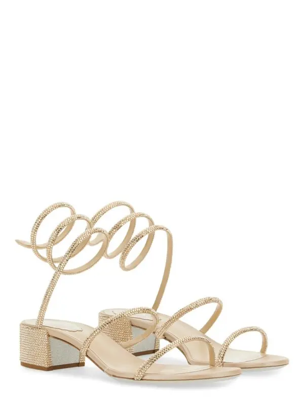 Rene Caovilla Cleo Embellished Leather Sandals - Cream
