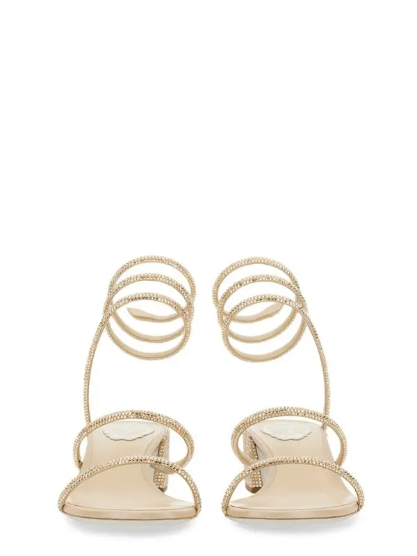 Rene Caovilla Cleo Embellished Leather Sandals - Cream