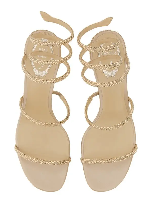 Rene Caovilla Cleo Embellished Leather Sandals - Cream