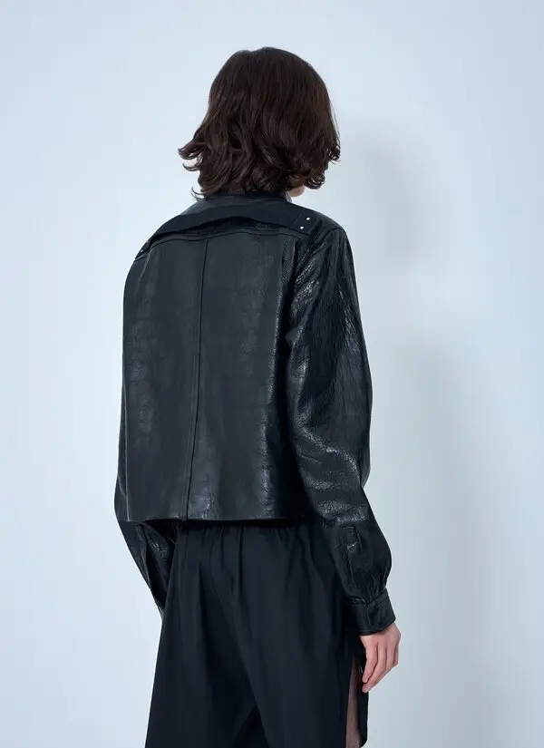 Rick Owens Studded Leather Jacket With Zip Details