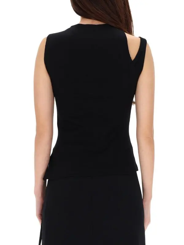 COURREGES Asymmetrical Ribbed Top - Black