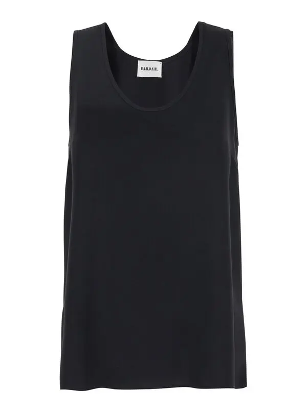 P.a.r.o.s.h Sleeveless Round Neck Tech Fabric Top - Black