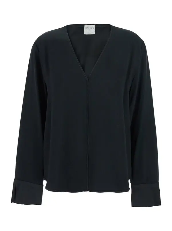 FORTE_FORTE Black V-neck Sweater - Multicolor